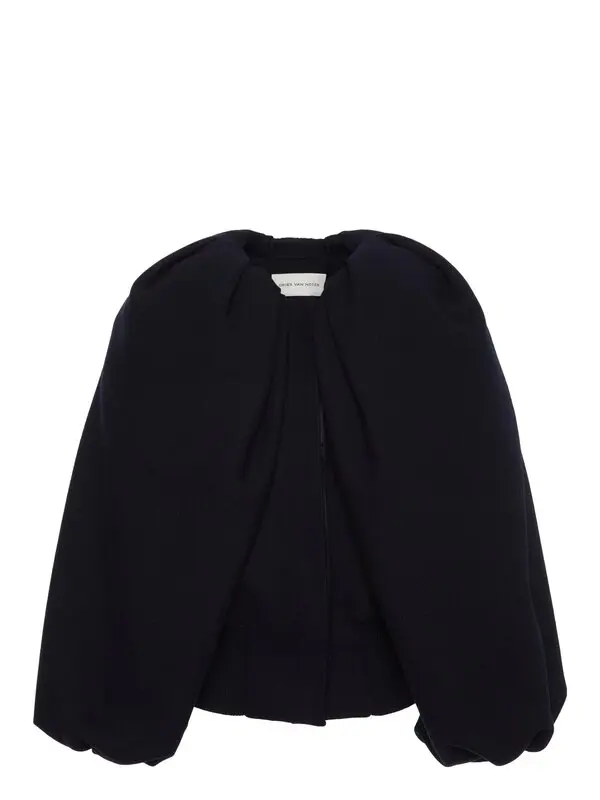 Dries Van Noten Balloon-sleeved Wool-blend Jacket - Navy