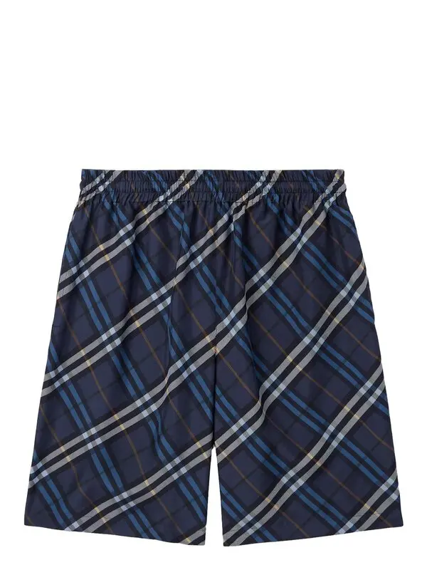 Burberry Straight-leg Checked Mulberry Silk-satin Shorts - Blue