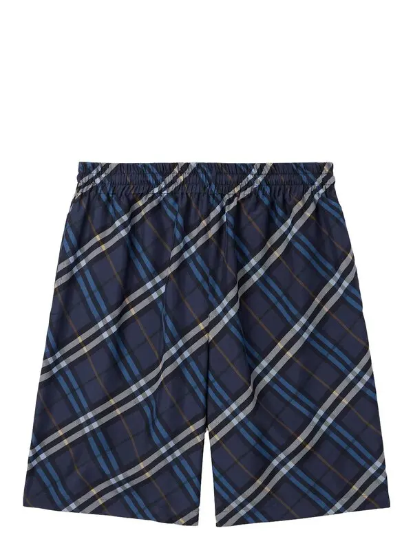 Burberry Checked Mulberry Silk-satin Shorts - Blue