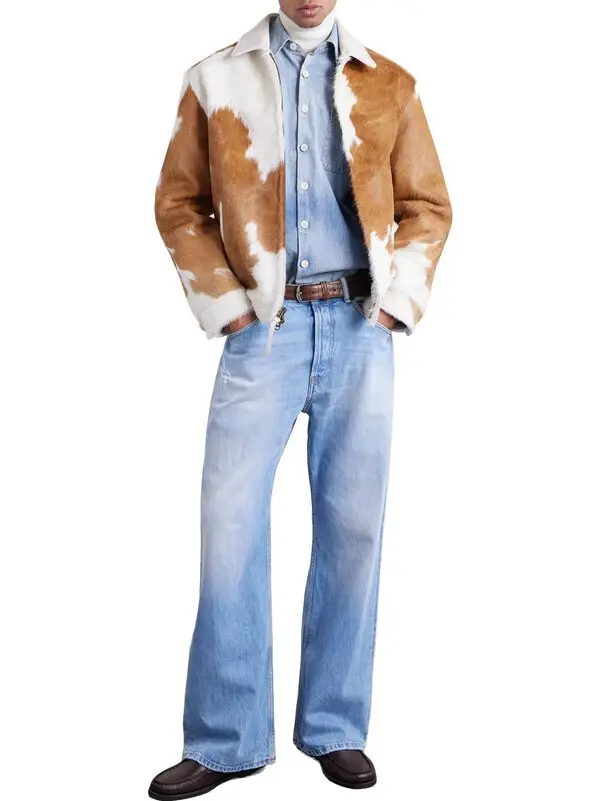 Golden Bear The Stockton Leather-trimmed Cow-print Calf Hair Jacket - Brown