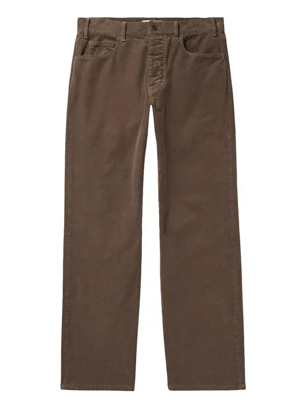 NILI LOTAN Billie Straight-leg Cotton-corduroy Trousers - Brown