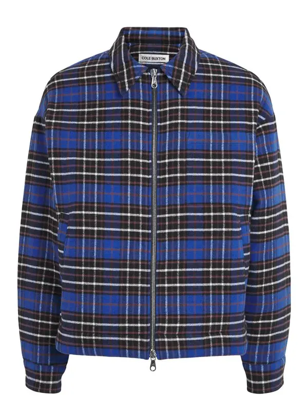 COLE BUXTON Cotton Check Overshirt - Blue