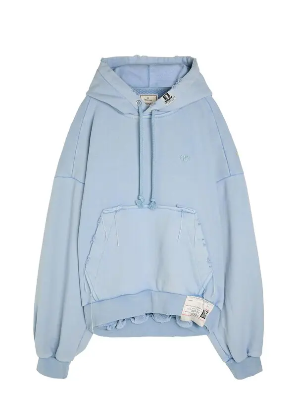 Mihara Yasuhiro Hooded Distressed Cotton Sweatshirt - Blue