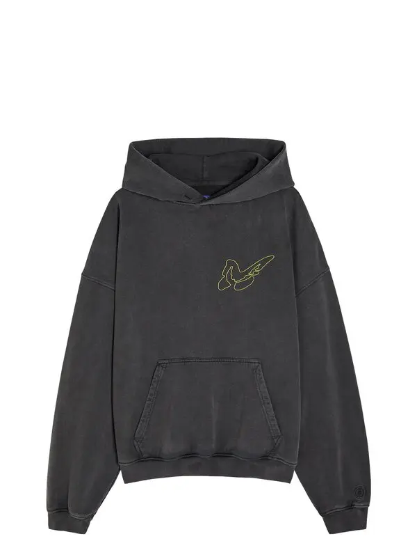 PICANTE Butterfly Hooded Cotton Sweatshirt - Black