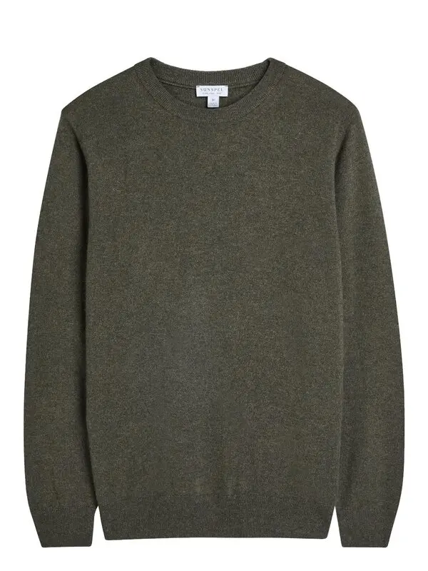 Sunspel Cashmere Crew-neck Jumper - Khaki