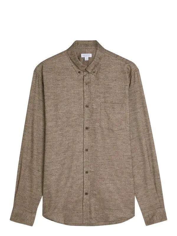 Sunspel Cotton Shirt - Brown