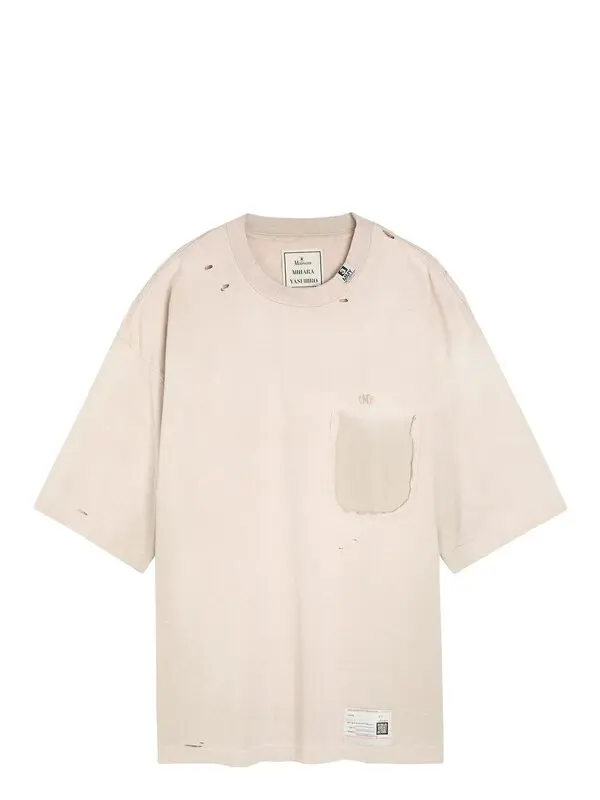 Mihara Yasuhiro Distressed Cotton T-shirt - Beige