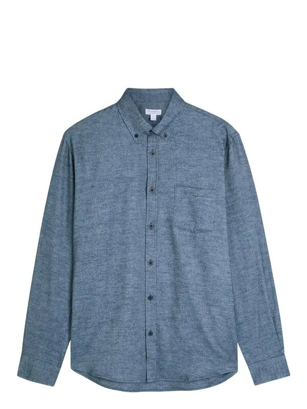 Sunspel Brushed Cotton Shirt - Blue