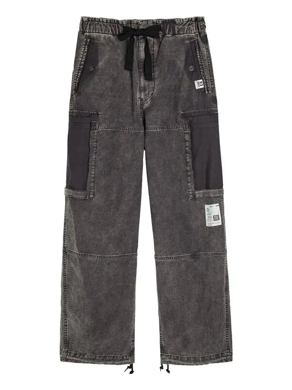 Mihara Yasuhiro Panelled Straight-leg Denim Cargo Trousers - Black
