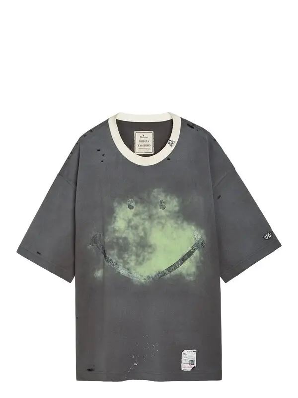 Mihara Yasuhiro Distressed Printed Cotton T-shirt - Black