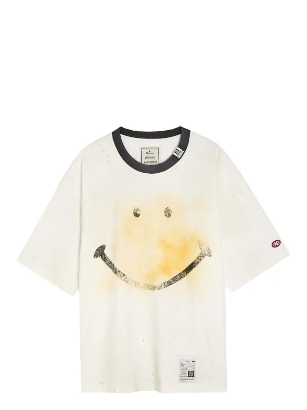 Mihara Yasuhiro Distressed Printed Cotton T-shirt - White