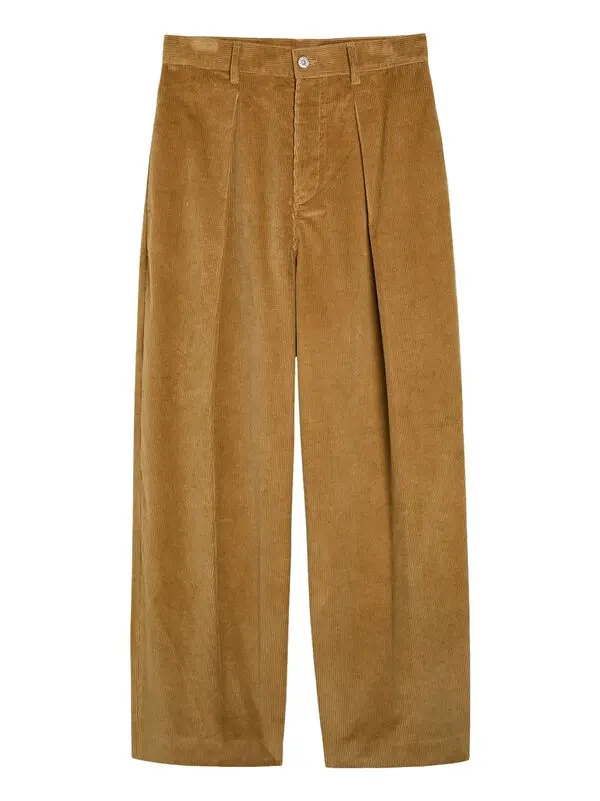 JW Anderson Pleated Straight-leg Corduroy Trousers - Beige