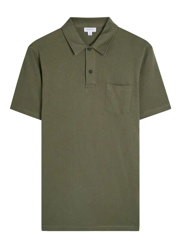 Sunspel Cotton Polo Shirt - Khaki