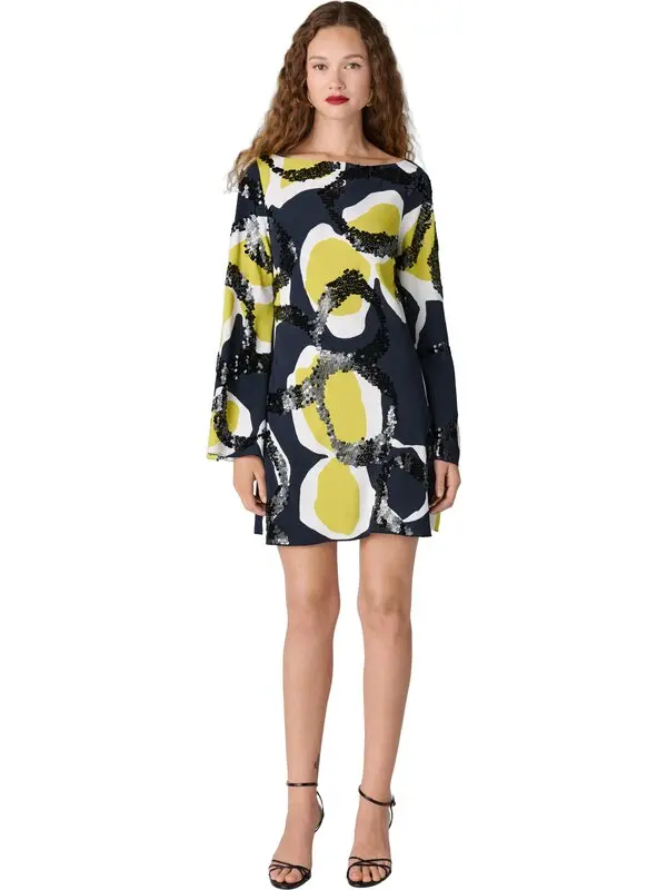 Diane Von Furstenberg Minka Sequin-embellished Mini Dress - Giant Paper Sun Black