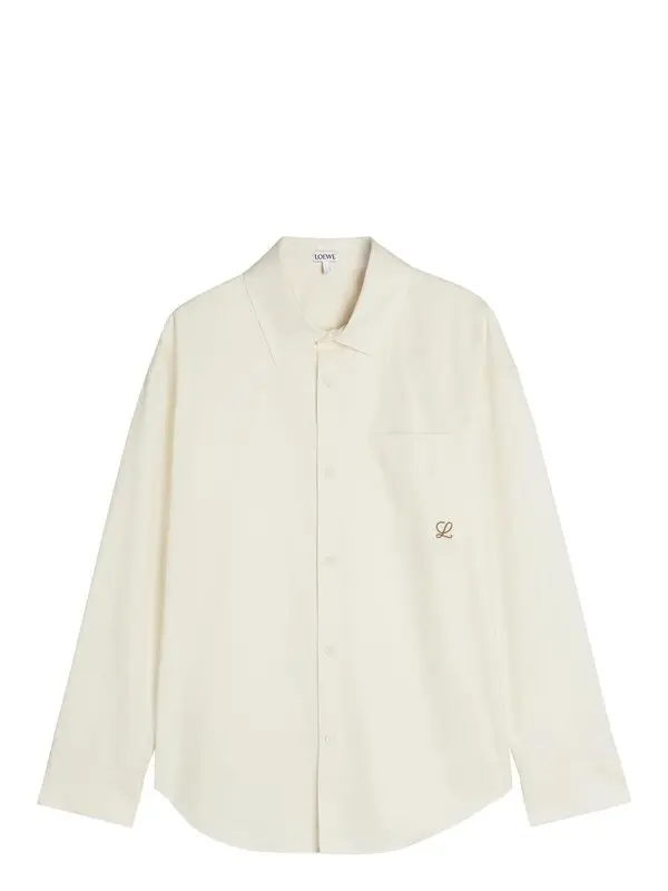 Loewe Anagram-embroidered Cotton-poplin Shirt - Ecru