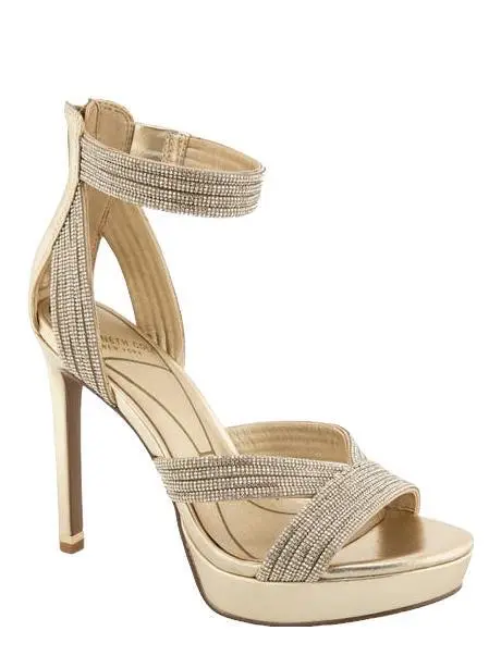 KENNETH COLE Nadine Platform Sandal - Light Gold Crystal