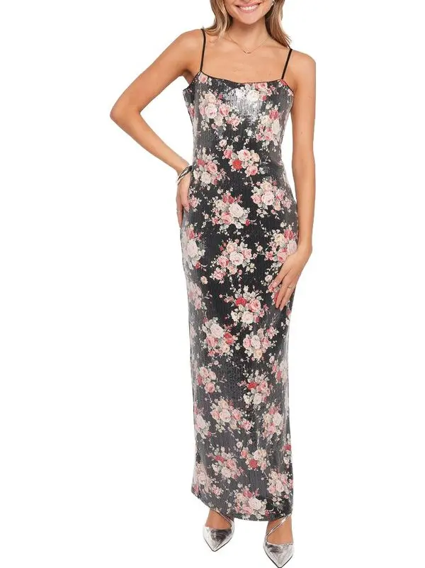 PETAL & PUP Everlee Sequin Floral Maxi Dress - Floral Sequin