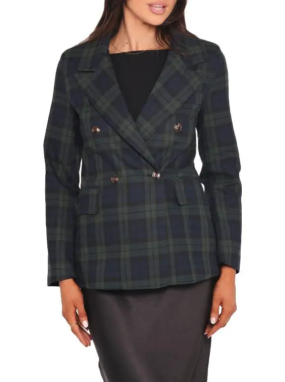 PETAL & PUP Juliette Plaid Double Breasted Blazer - Green Plaid