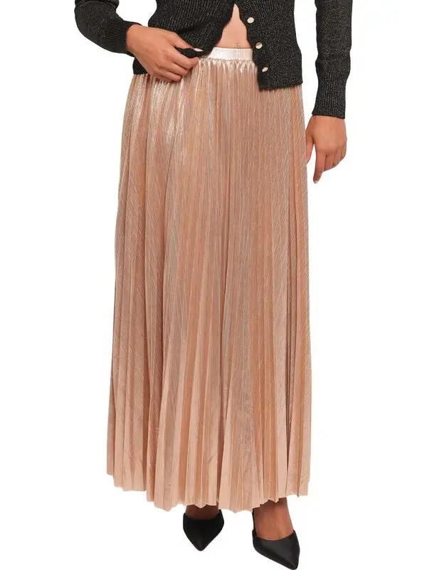PETAL & PUP Bethy Pleated Maxi Skirt - Gold