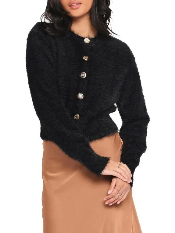 PETAL & PUP Eyelash Knit Cardigan - Black