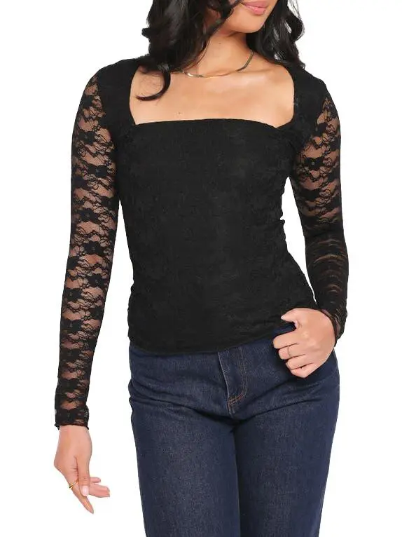 PETAL & PUP Skyler Lace Long Sleeve Shirt - Black