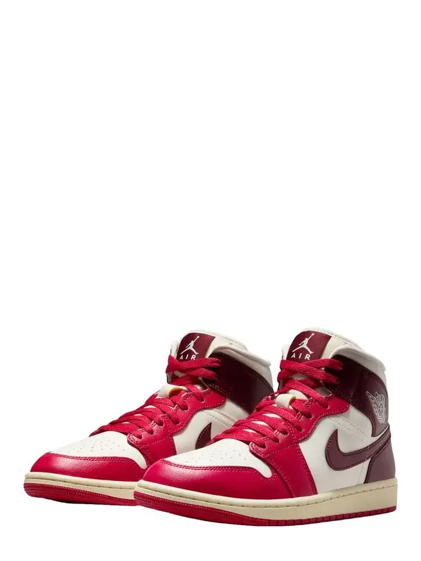 JORDAN Air 1 Mid Sneaker - Sail/dark Team Red/hibiscus