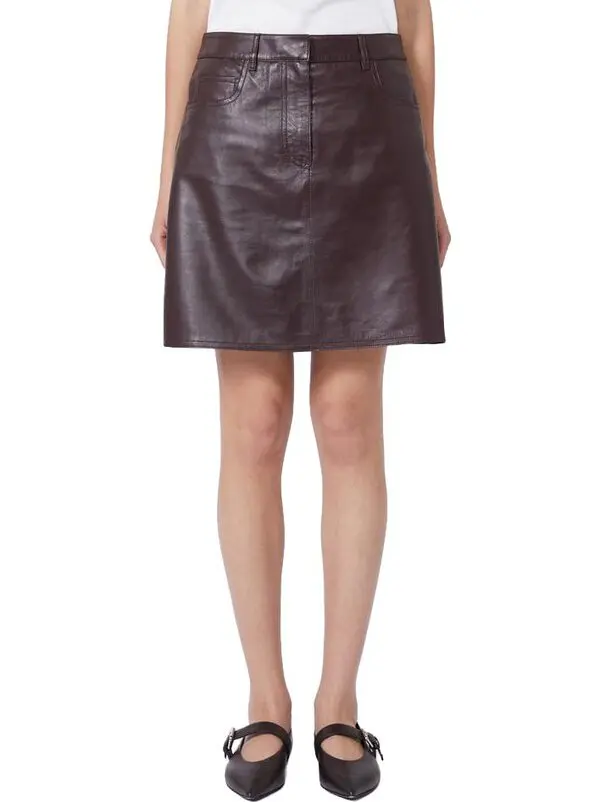 Max Mara Doncia Leather Miniskirt - Bordeaux
