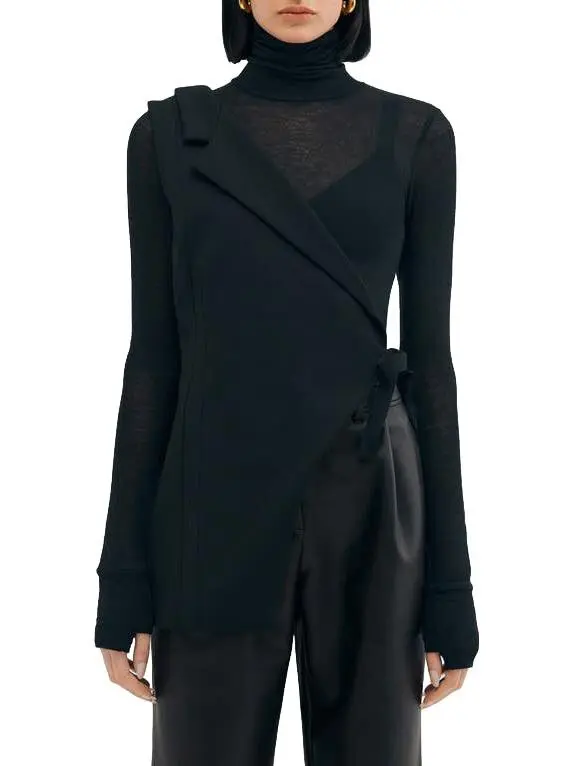 MARCELLA Grattan Asymmetric Sleeveless Blazer - Black