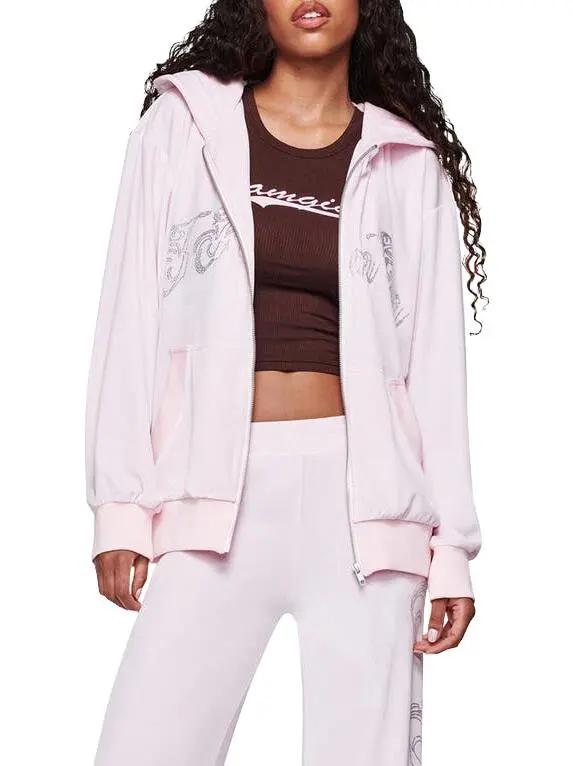 I.AM.GIA Daria Rhinestone Zip Up Hoodie - Pink
