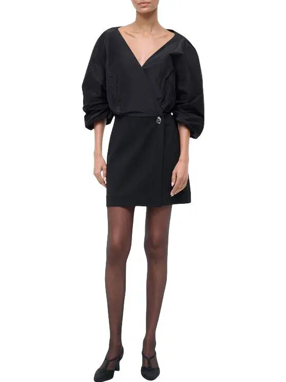 Staud Orion Mixed Media Minidress - Black