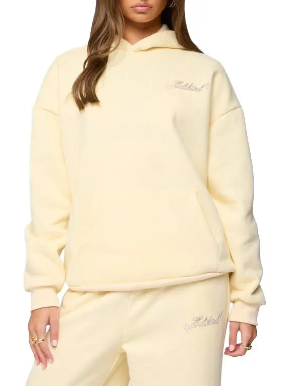 EDIKTED Oversized Cotton Blend Hoodie - Yellow