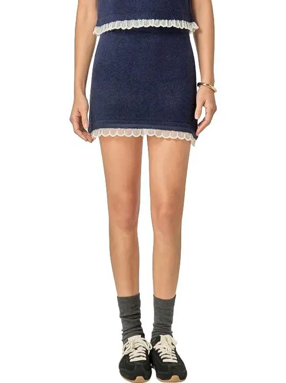 English Factory Scallop Knit Mini Skirt - Navy