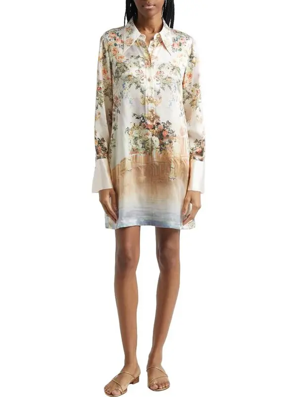 Camilla Printed Silk Shirt Dress - Twilight In Istanbul