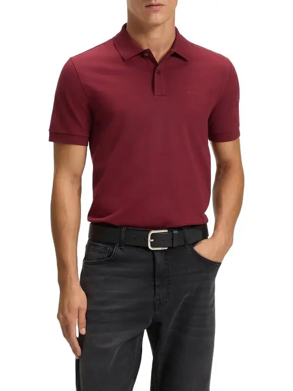 BOSS Pallas Cotton Piqué Polo - Dark Red