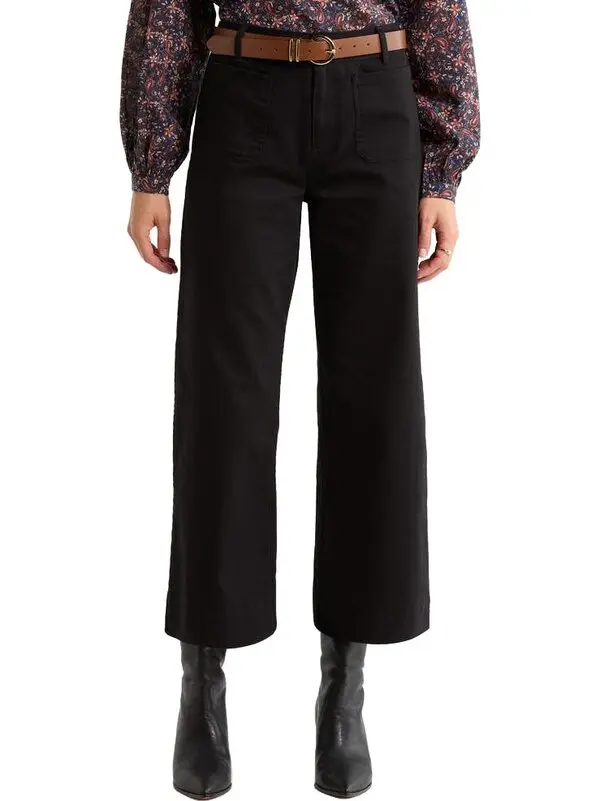 Treasure & Bond Patch Pocket Crop Wide Leg Pants - Black