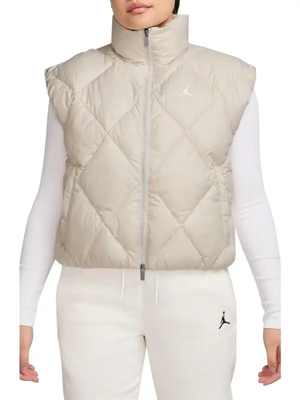 JORDAN Therma-fit Quilted Puffer Vest - Light Ore Wood Brown/white