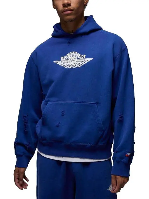 JORDAN Rare Air Oversized Distressed Pullover Hoodie - Deep Royal