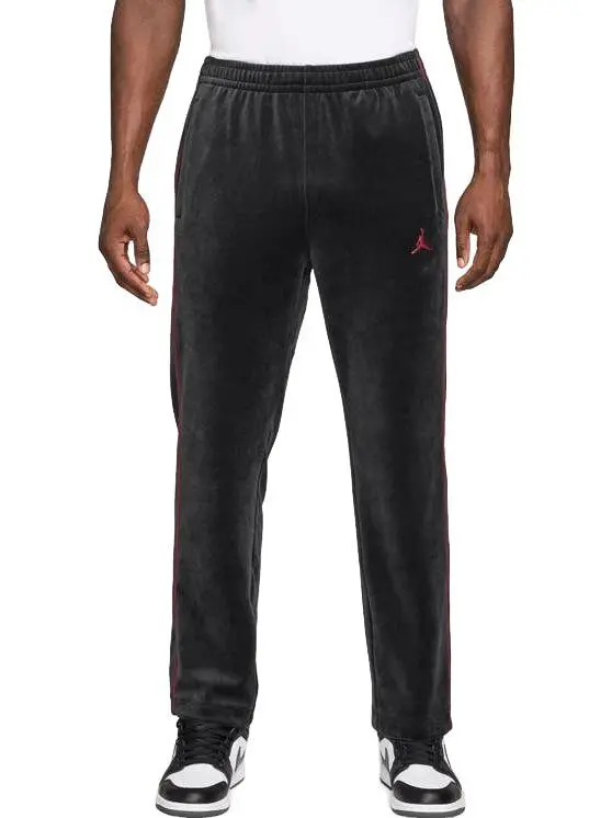 JORDAN Jumpman Embroidered Velour Track Pants - Black/gym Red