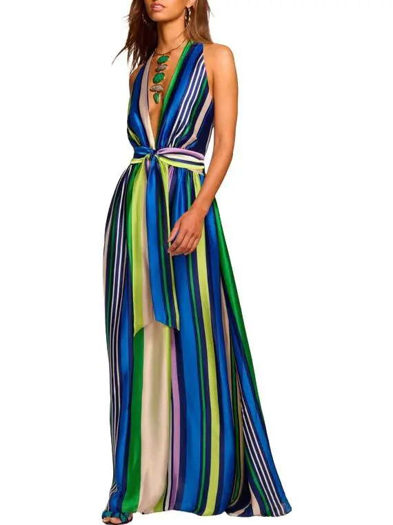 Ramy Brook Sleeveless Striped Maxi Dress - Ultramarine Stripe