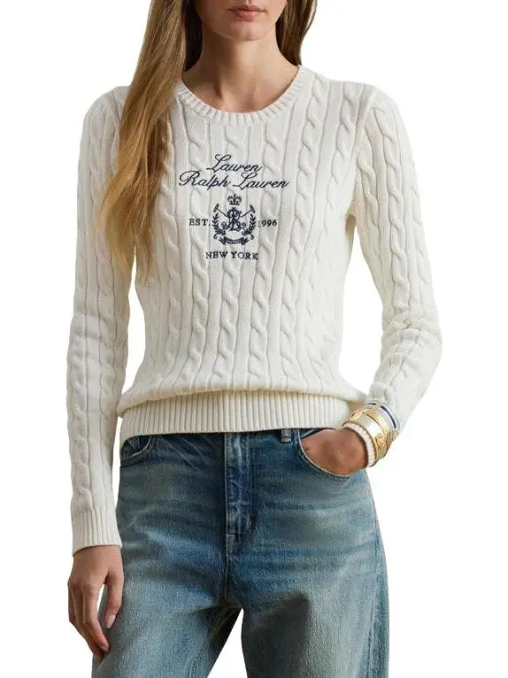 Ralph Lauren Cable-knit Crewneck Sweater - White