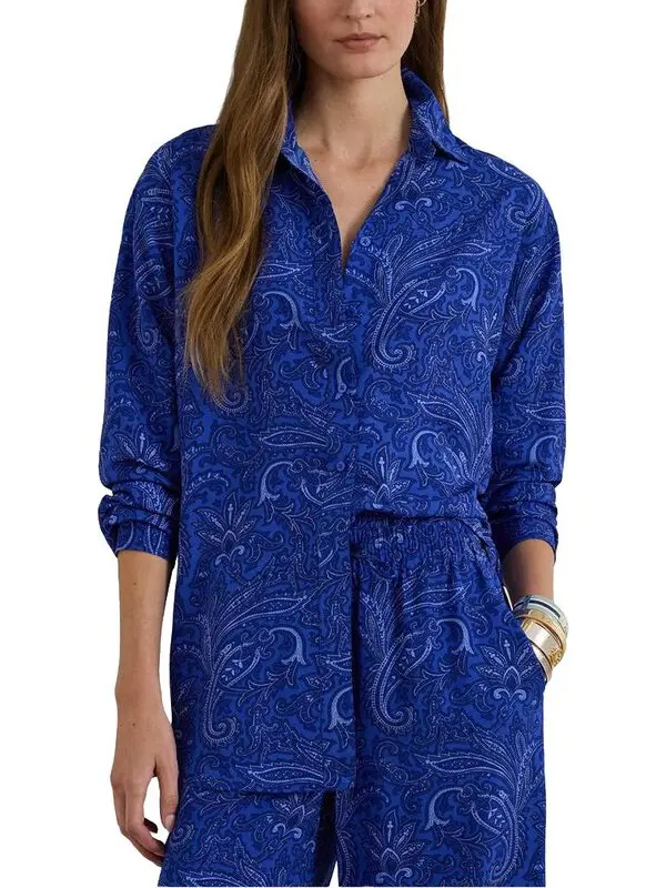 Ralph Lauren Paisley Print Crêpe De Chine Button-up Shirt - Blue/multi