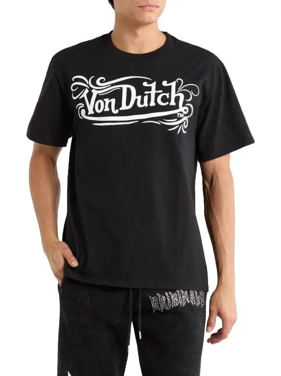 VON DUTCH Logo Cotton Blend Graphic T-shirt - Black
