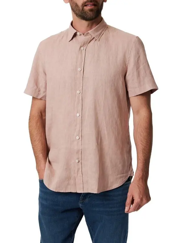 34 Heritage Short Sleeve Linen Button-up Shirt - Fawn