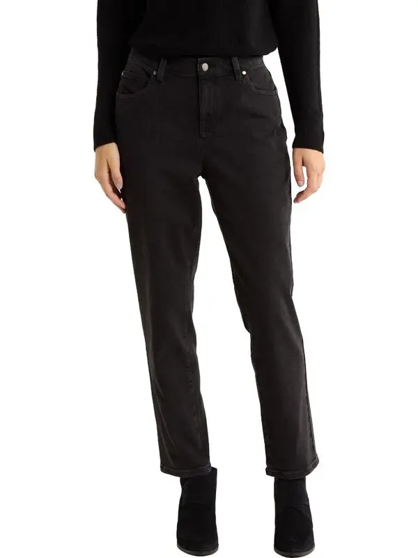 Eileen Fisher High-waist Slim Ankle Jeans - Black