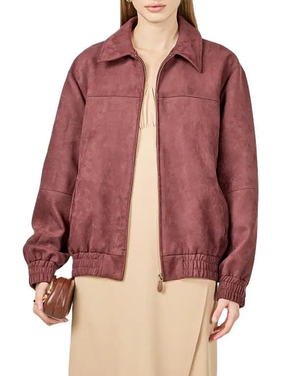 Endless Rose Faux Suede Jacket - Malbec