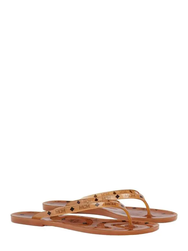 Mcm Monogram Jelly Thong Sandals - Cognac