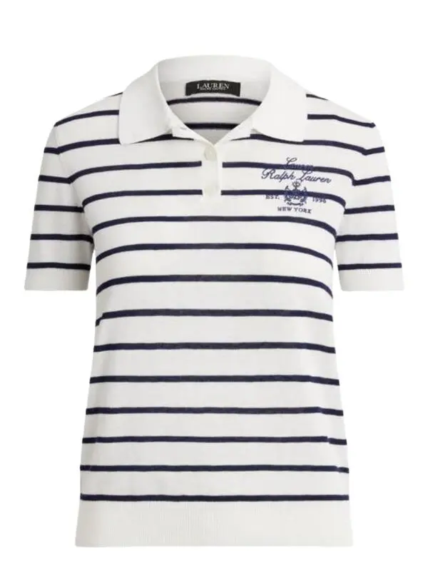 Ralph Lauren Natrissa Striped Polo Sweater - White