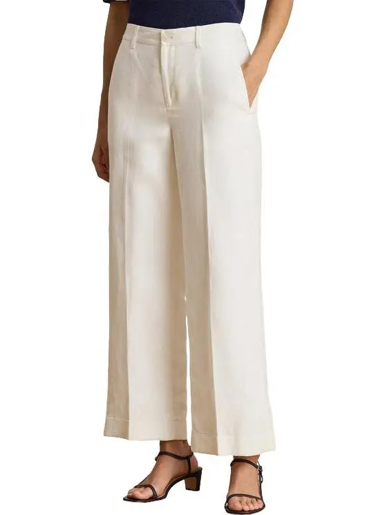 Ralph Lauren Linen Blend Wide-leg Pants - White