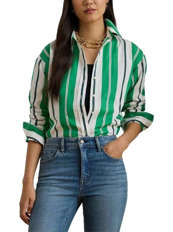 Ralph Lauren Striped Cotton Button-up Shirt - Green/blue/white