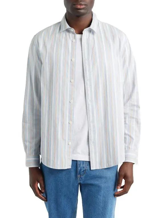 WAX LONDON Shelly Stripe Cotton Poplin Button-up Shirt - Light Blue